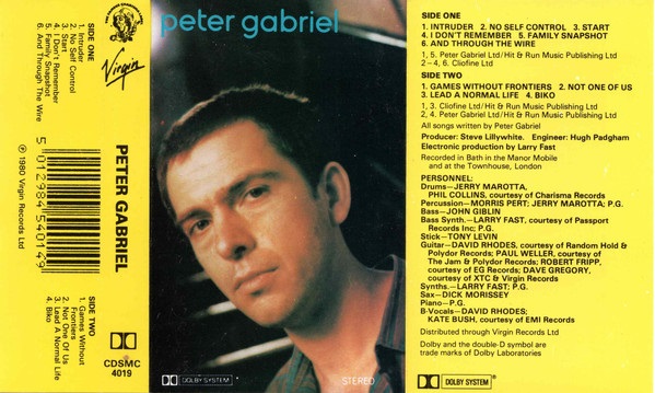 PLAY TESTED: Peter Gabriel - Peter Gabriel Cassette, Album (UK)